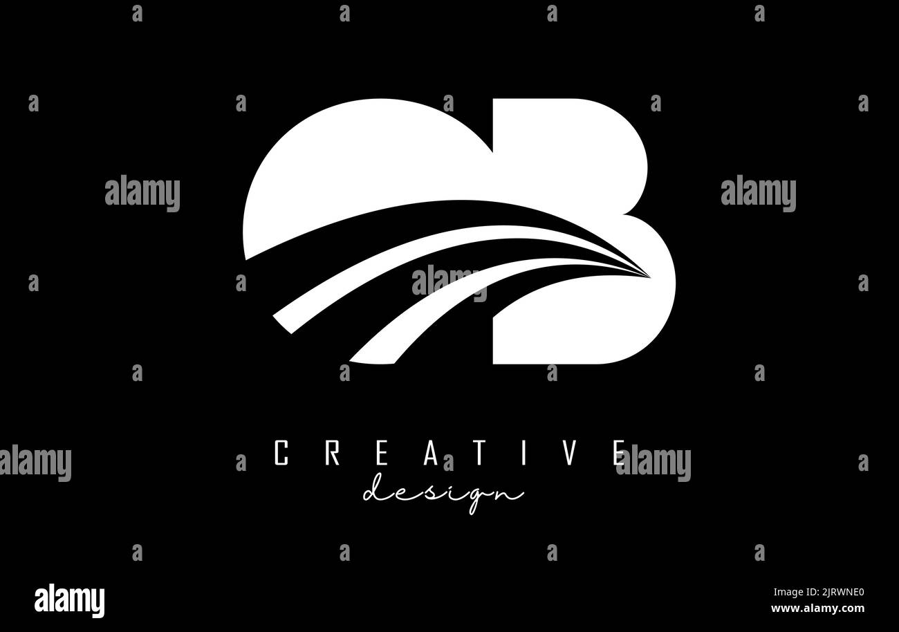 Creative white letter Ob o b logo with leading lines and road concept ...
