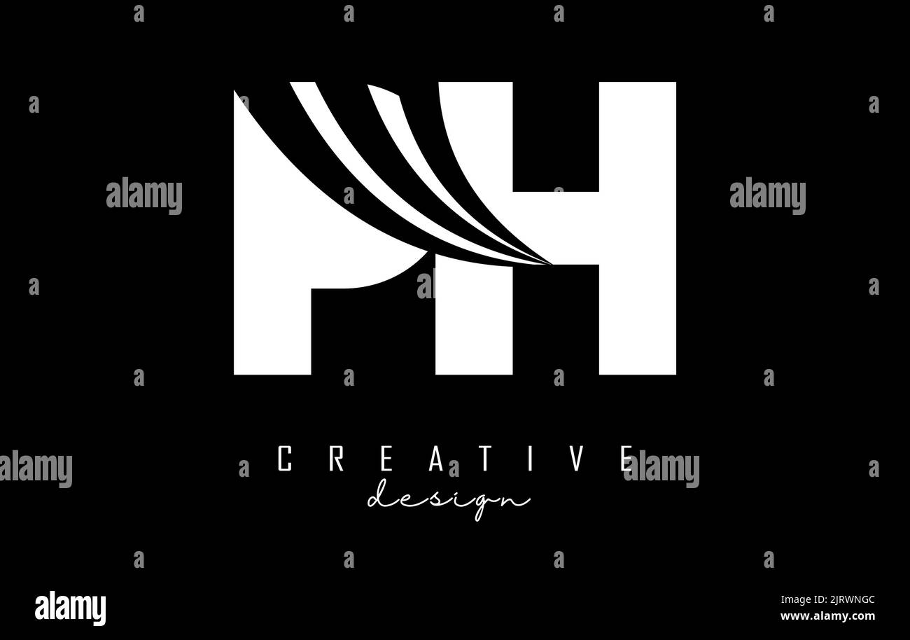 Creative white letter Ph p h logo with leading lines and road concept ...