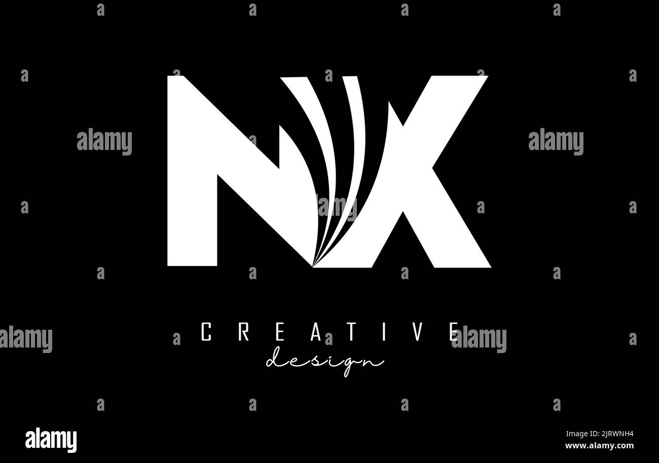 Creative white letter NX n x logo with leading lines and road concept ... Creative white letter NX n x logo with leading lines and road concept ...