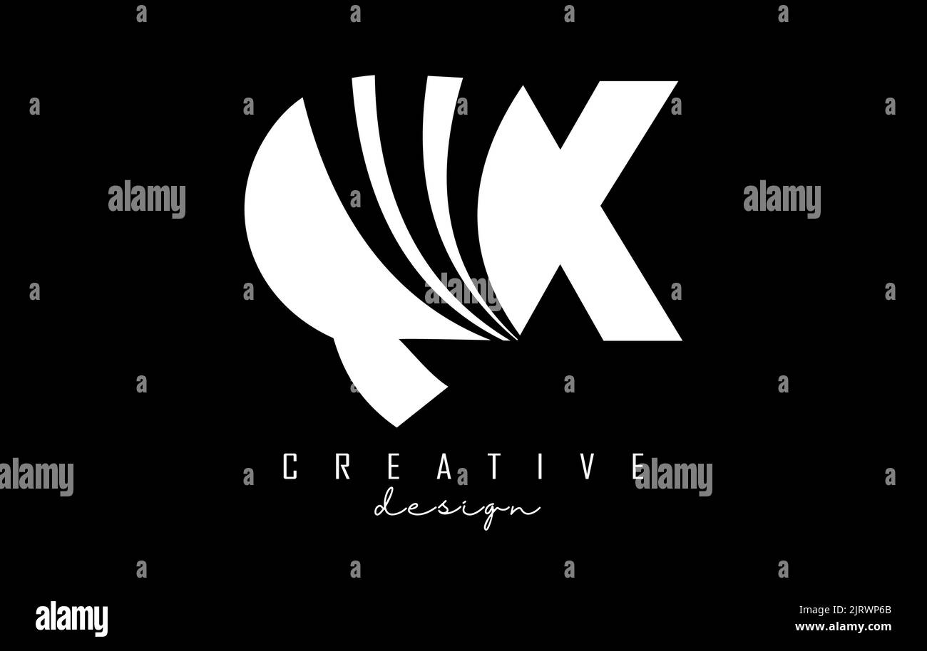 Creative white letter QX q x logo with leading lines and road concept ...