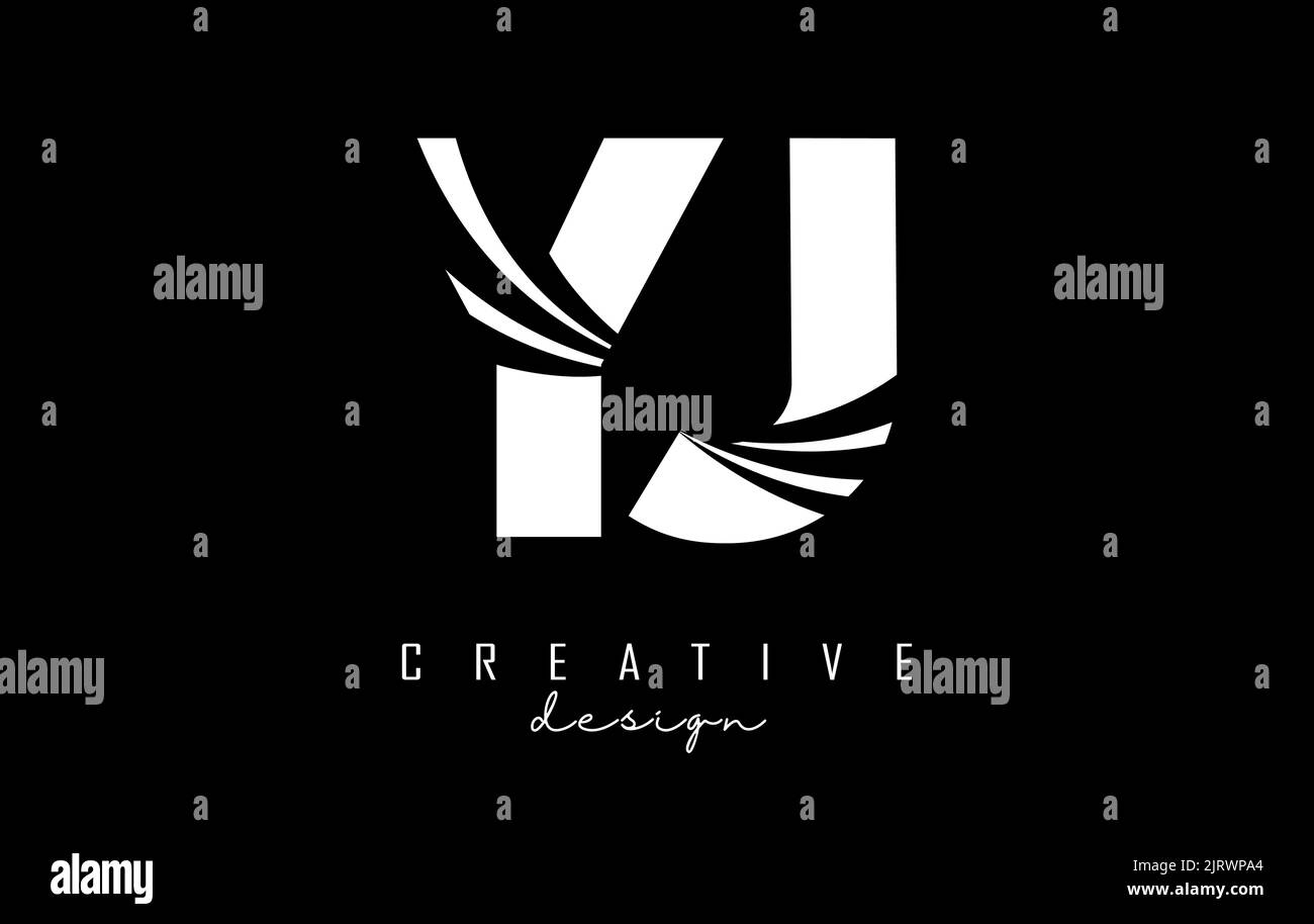 Creative white letter Yj y j logo with leading lines and road concept ...