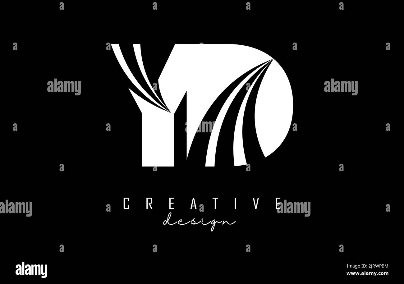 Creative white letter YD y d logo with leading lines and road concept ...