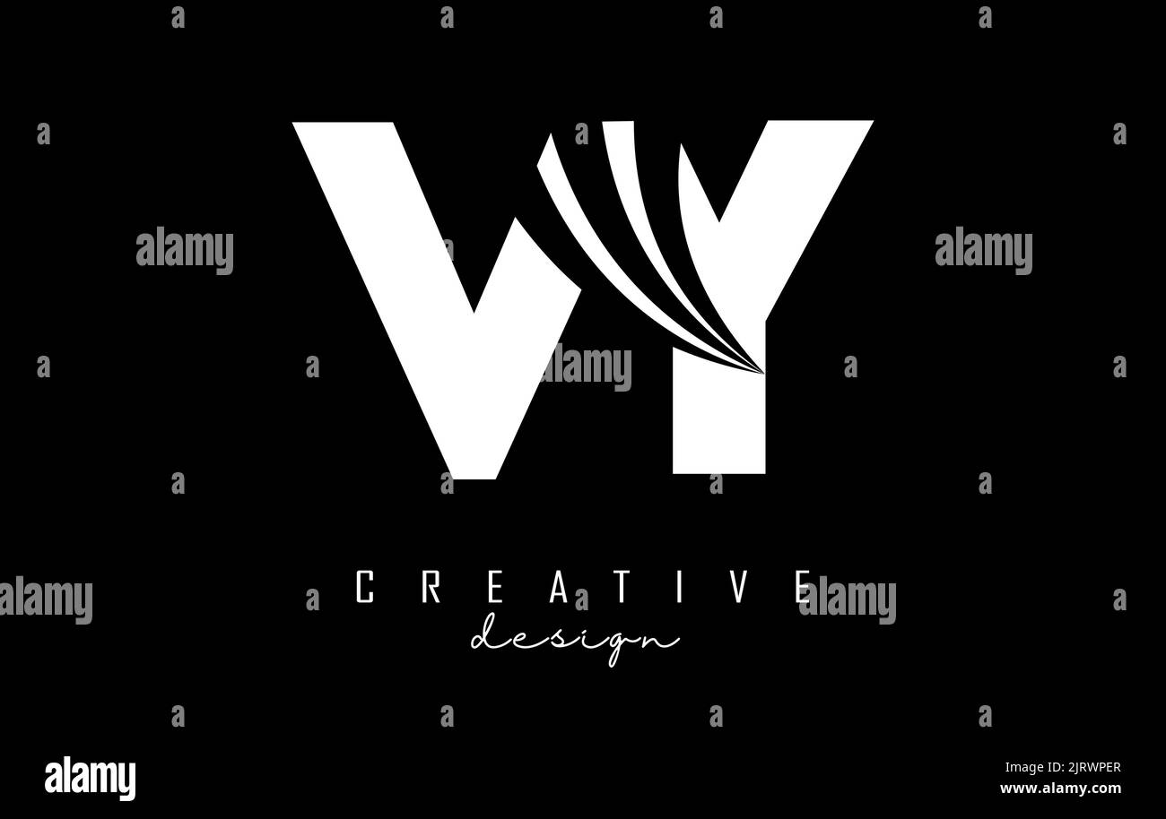 Creative white letter VY v y logo with leading lines and road concept ...