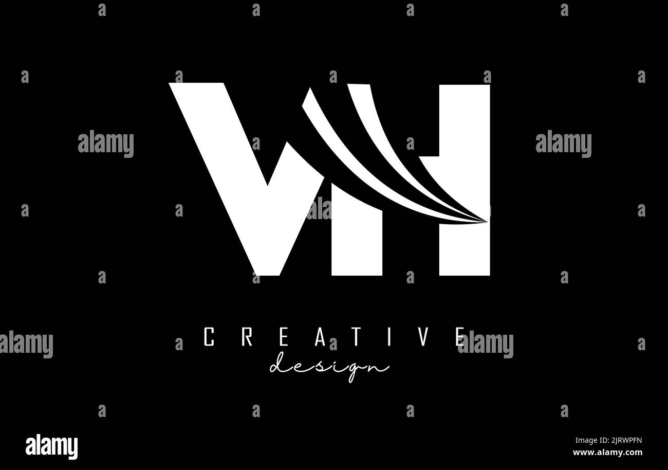 Creative White Letter Vh V H Logo With Leading Lines And Road Concept Design Letters With