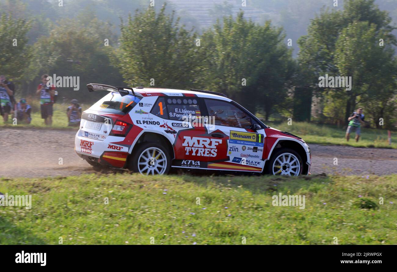 Efrem Liarena, Sara Fernandez of Spain with car Skoda Fabia Rally2 Evo ...