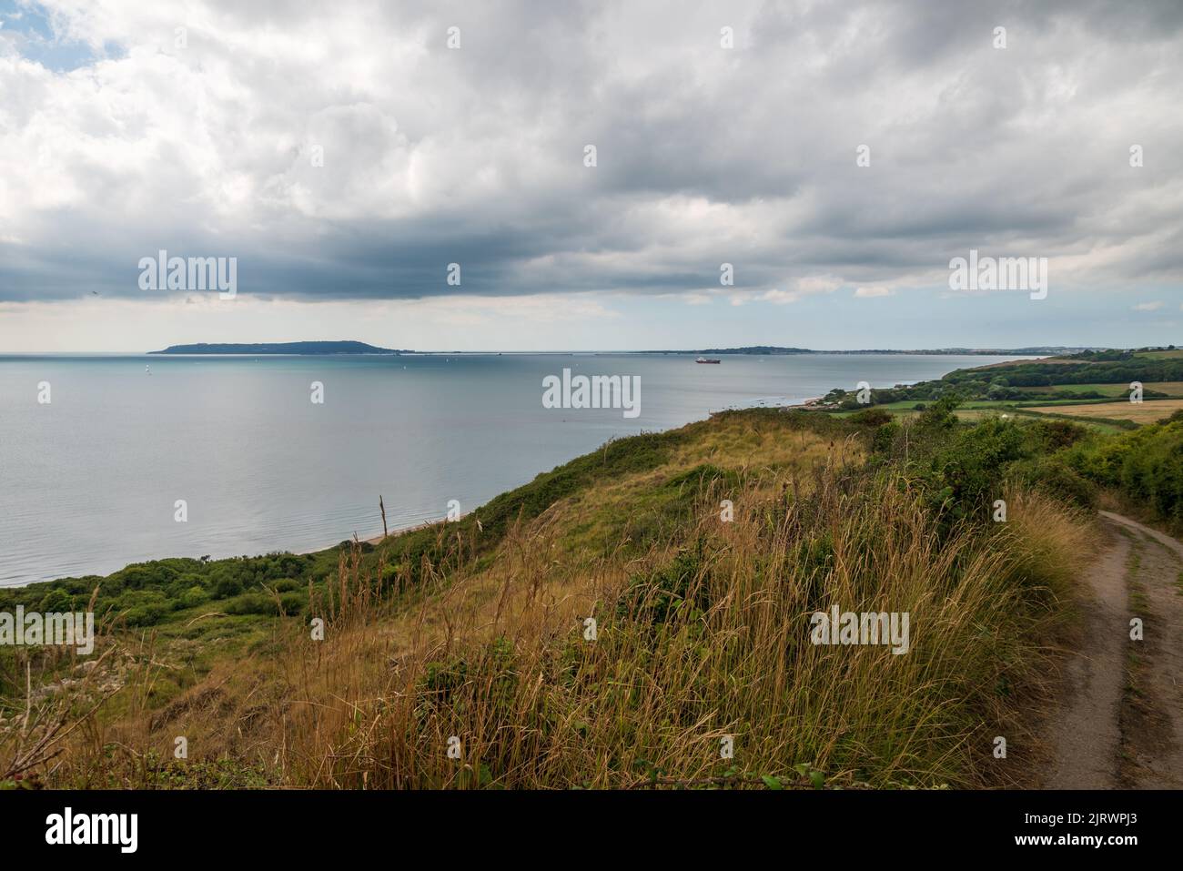 Looking across Ringstead Bay and Weymouth Bay towards the Isle of ...
