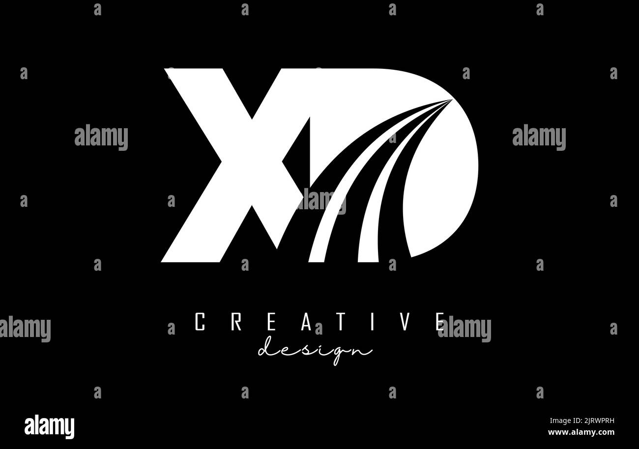 Creative white letter XD x d logo with leading lines and road concept ...