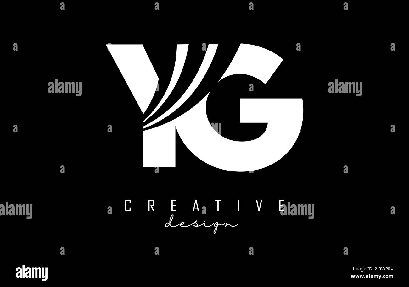 Creative white letter YG y g logo with leading lines and road concept ...