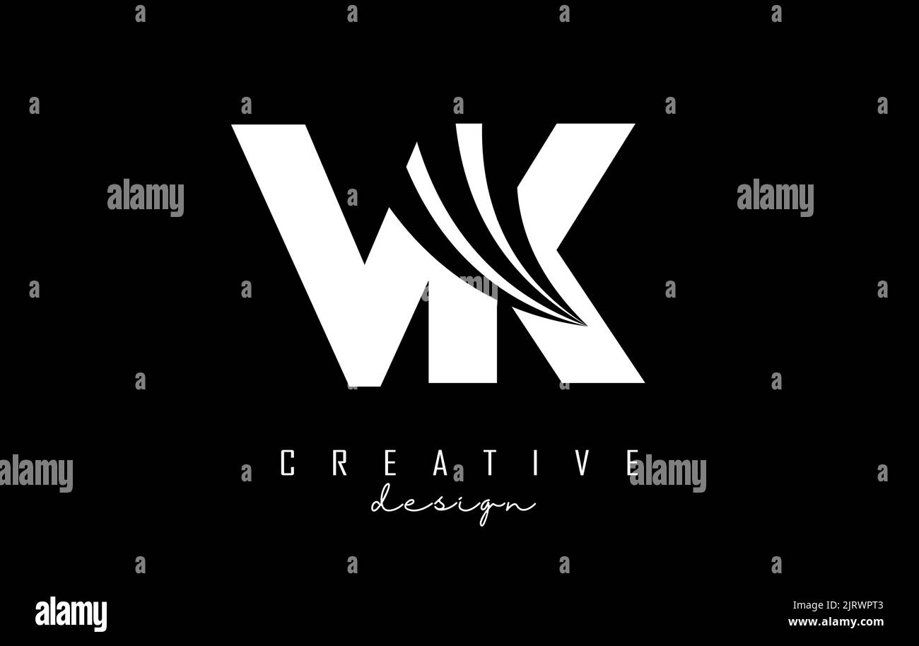 Creative White Letter Vk V K Logo With Leading Lines And Road Concept Design Letters With