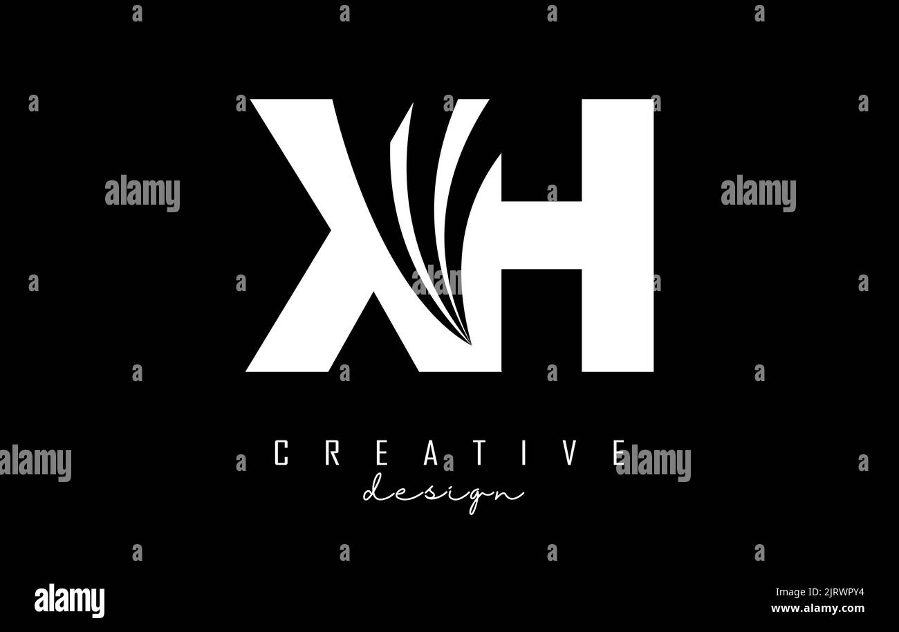 Creative white letter XH x h logo with leading lines and road concept ...