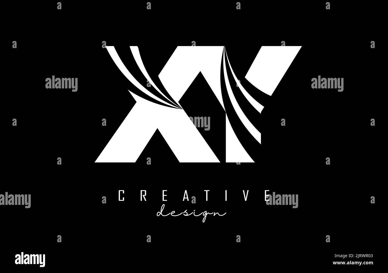 Creative white letter XY x y logo with leading lines and road concept ...