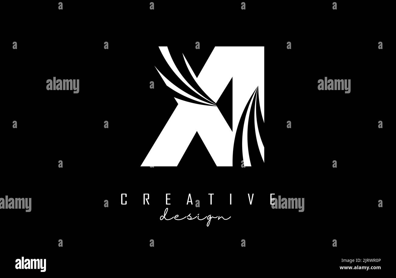 Creative white letter Xi x i logo with leading lines and road concept ...