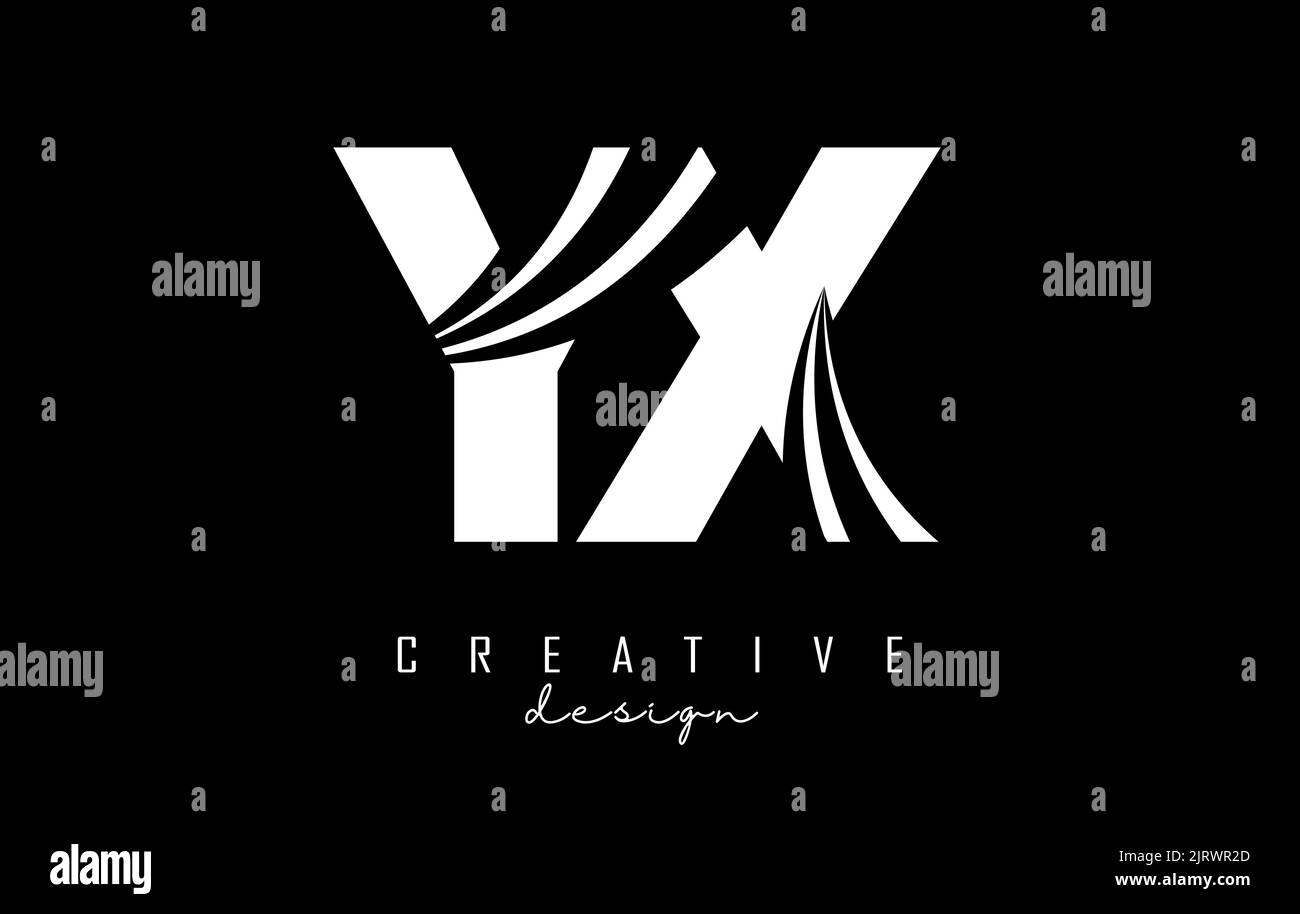 Creative white letter YX y x logo with leading lines and road concept ...