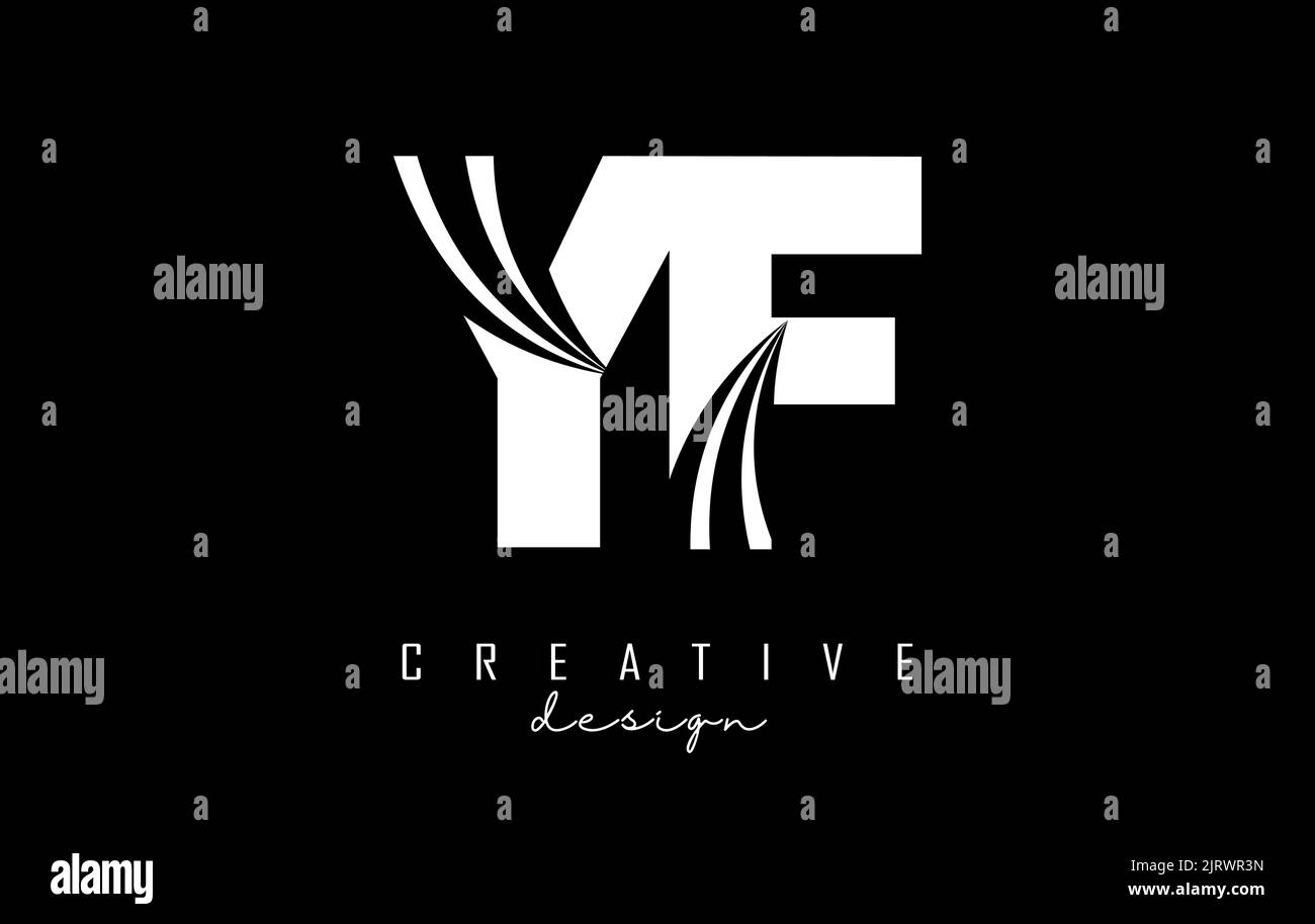 Creative white letter YF y f logo with leading lines and road concept ...