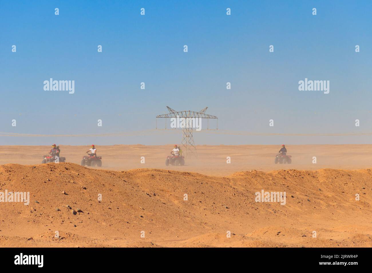 Safari trip through egyptian desert driving ATV. Quad bikes safari in ...