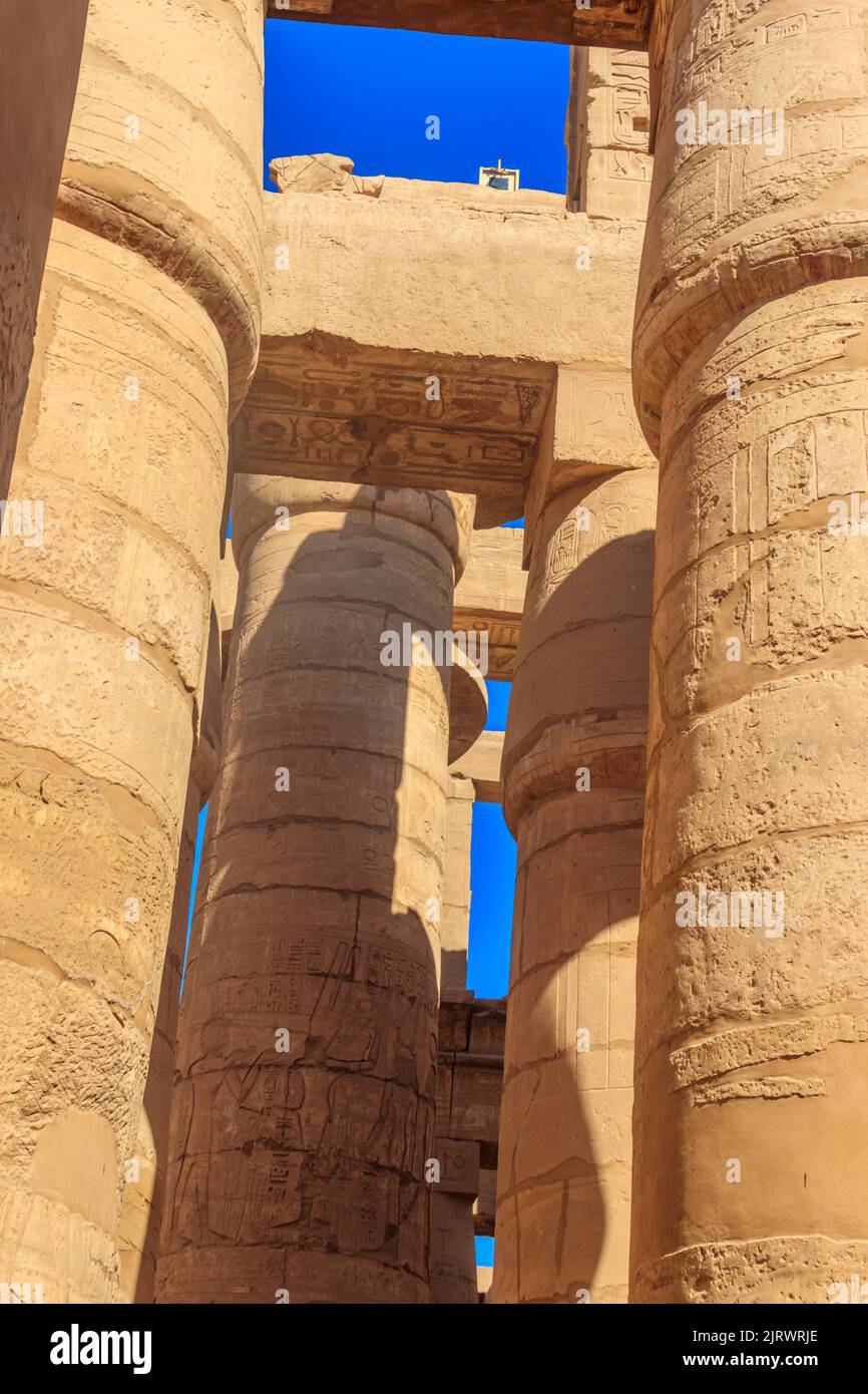 Great Hypostyle Hall in Karnak temple complex in Luxor, Egypt Stock ...