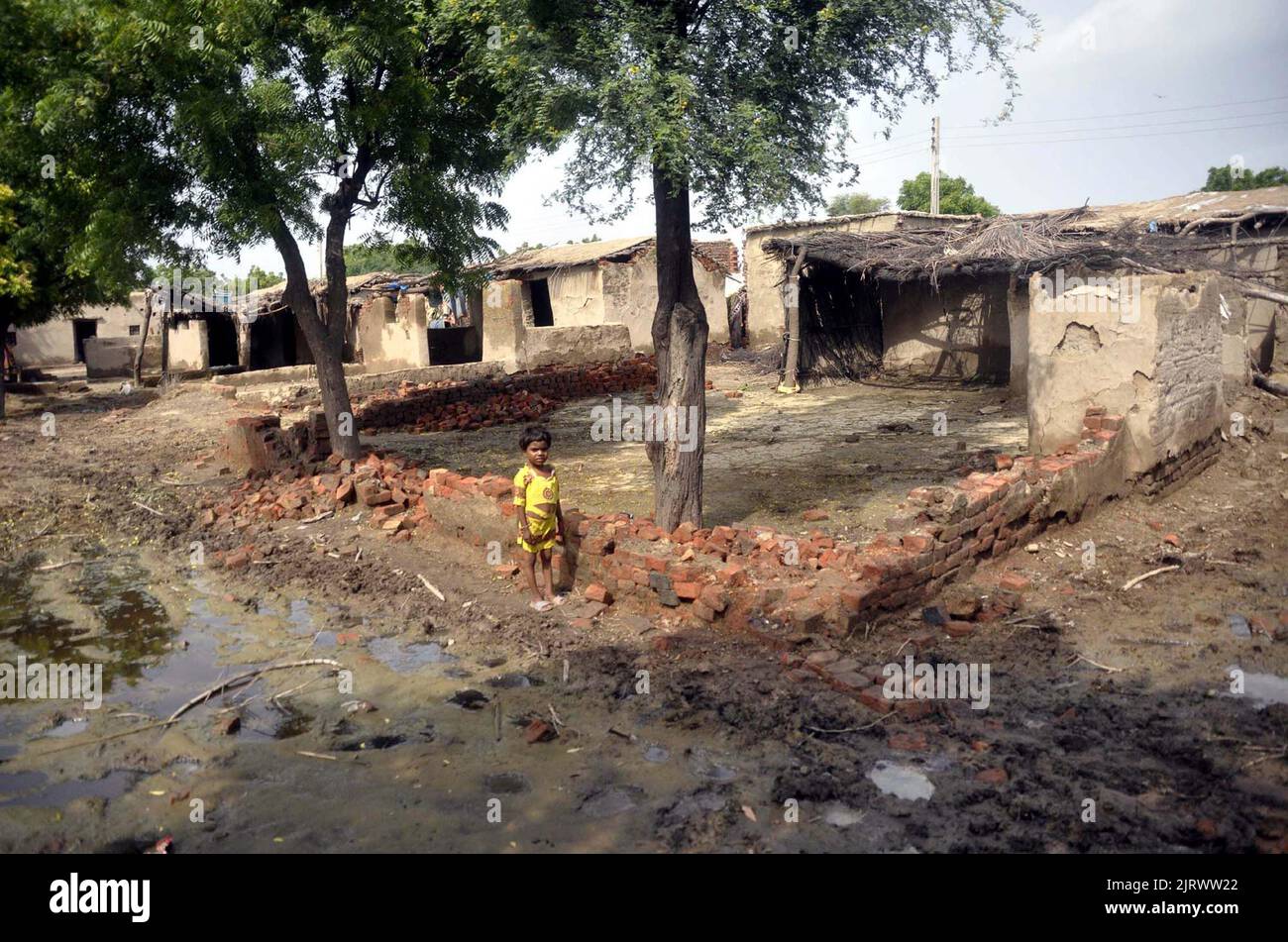 View of destruction due to stagnant rainwater causing of poor sewerage ...