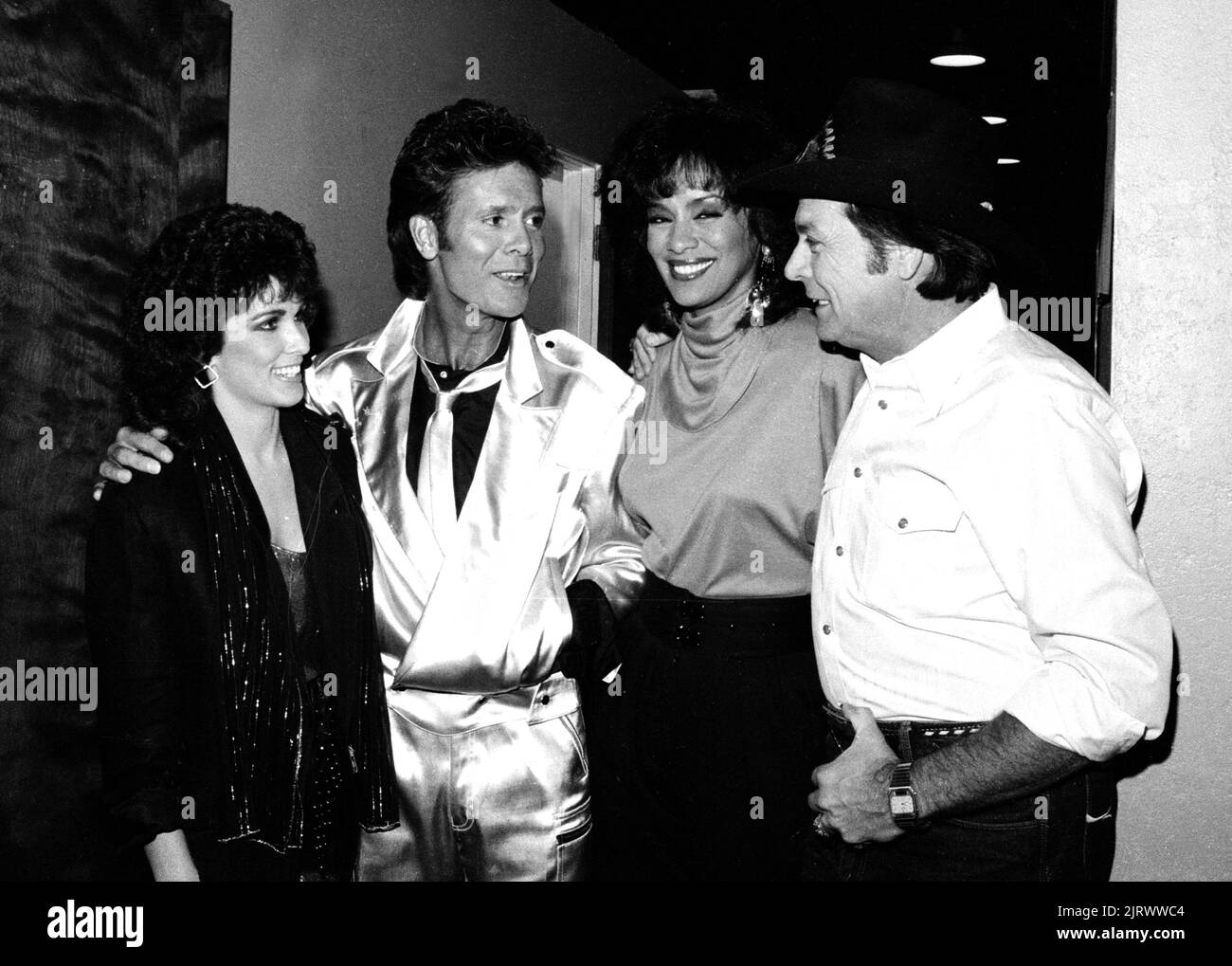 Charly McClain, Cliff Richard, Marilyn McCoo and Mickey Gilley at Solid Gold, 1982 Credit: Ron ...