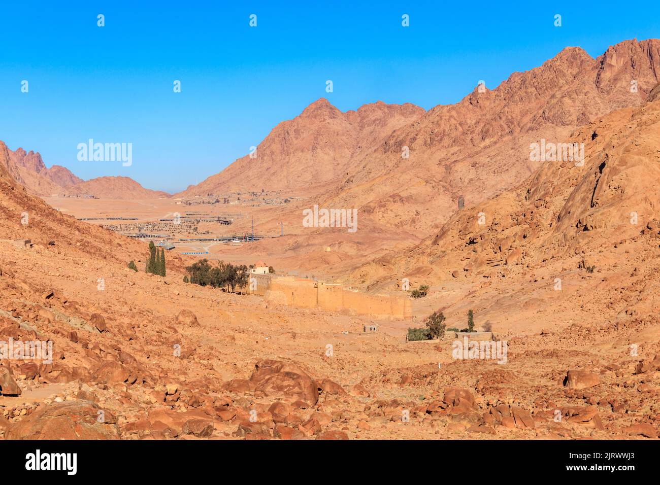 View of Saint Catherine's monastery (or Sacred Monastery of the God ...