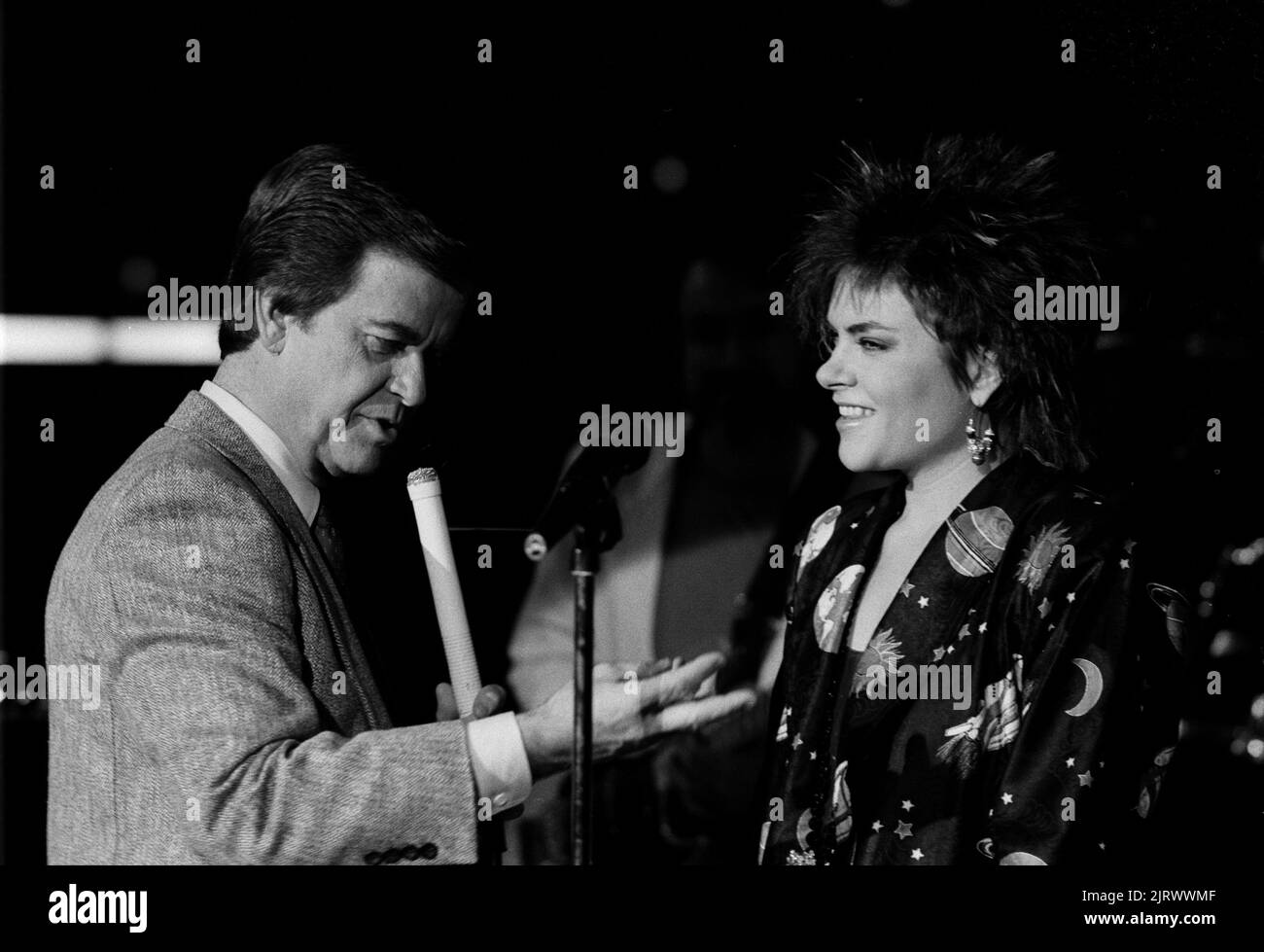 Roseanne Cash and Dick Clark on American Bandstand, 1986 Credit: Ron ...