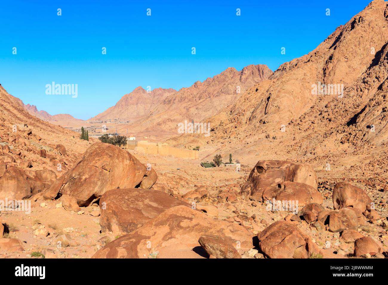 View of Saint Catherine's monastery (or Sacred Monastery of the God ...