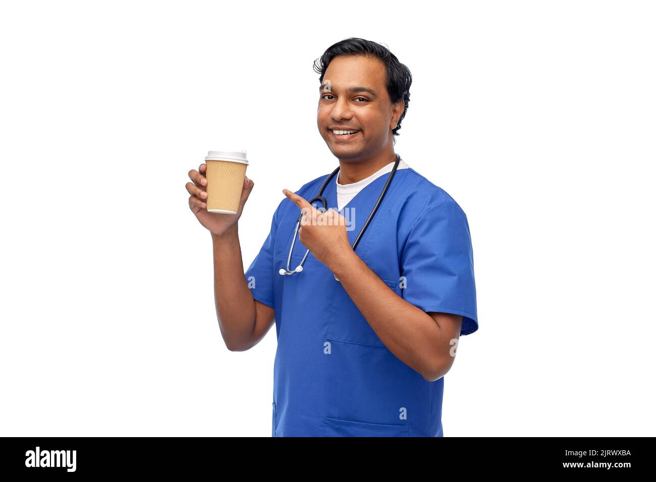 male doctor with stethoscope drinking coffee Stock Photo - Alamy
