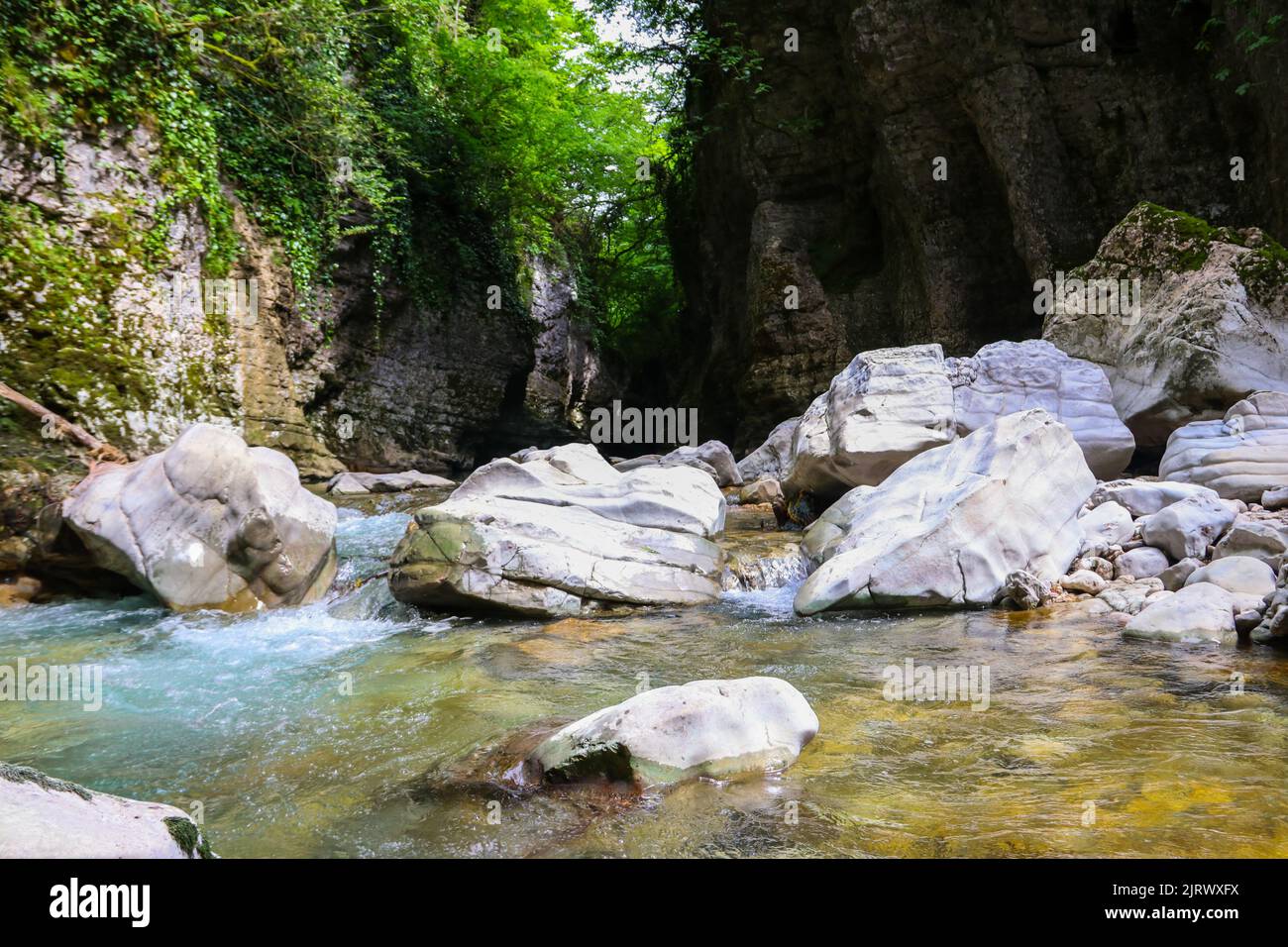 Martvili canyon in Georgia. Beautiful natural canyon with view of the ...