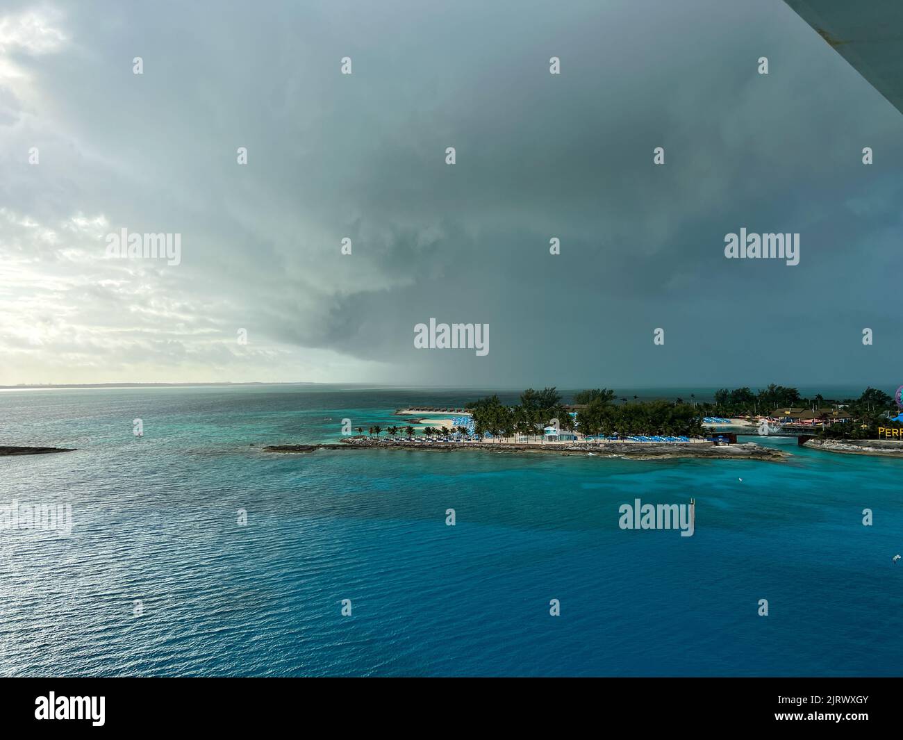 Coco Cay, Bahamas - February 13, 2022: An aerial view of Coco Cay a ...
