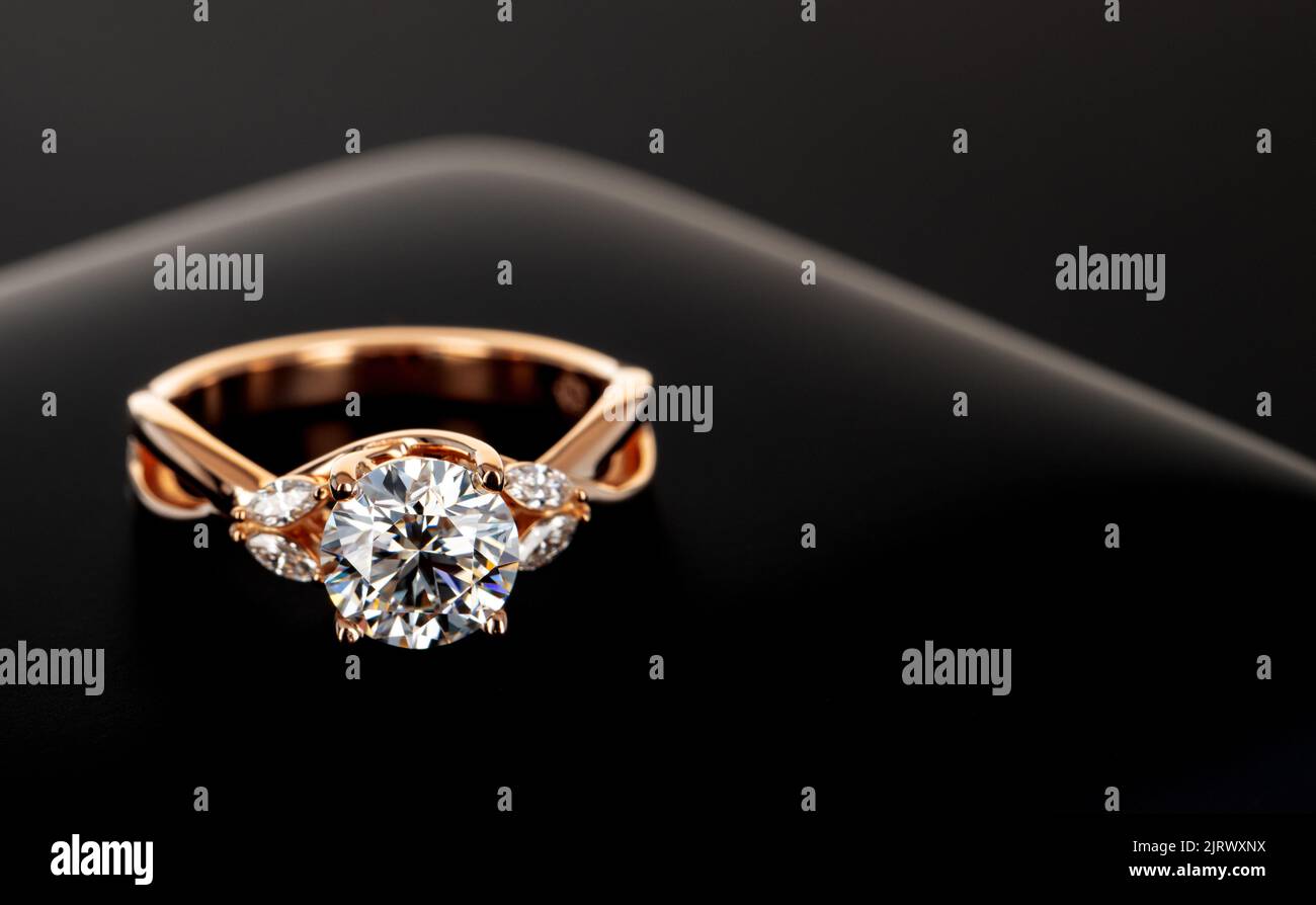 Elegant Classic Gold Jewelry Ring With Precious Gemstone Stock Photo ...