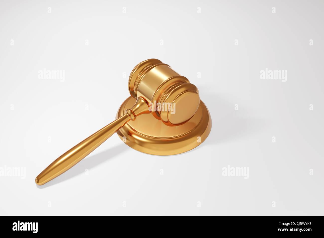 Golden court gavel hammer on white background. Illustration of the ...