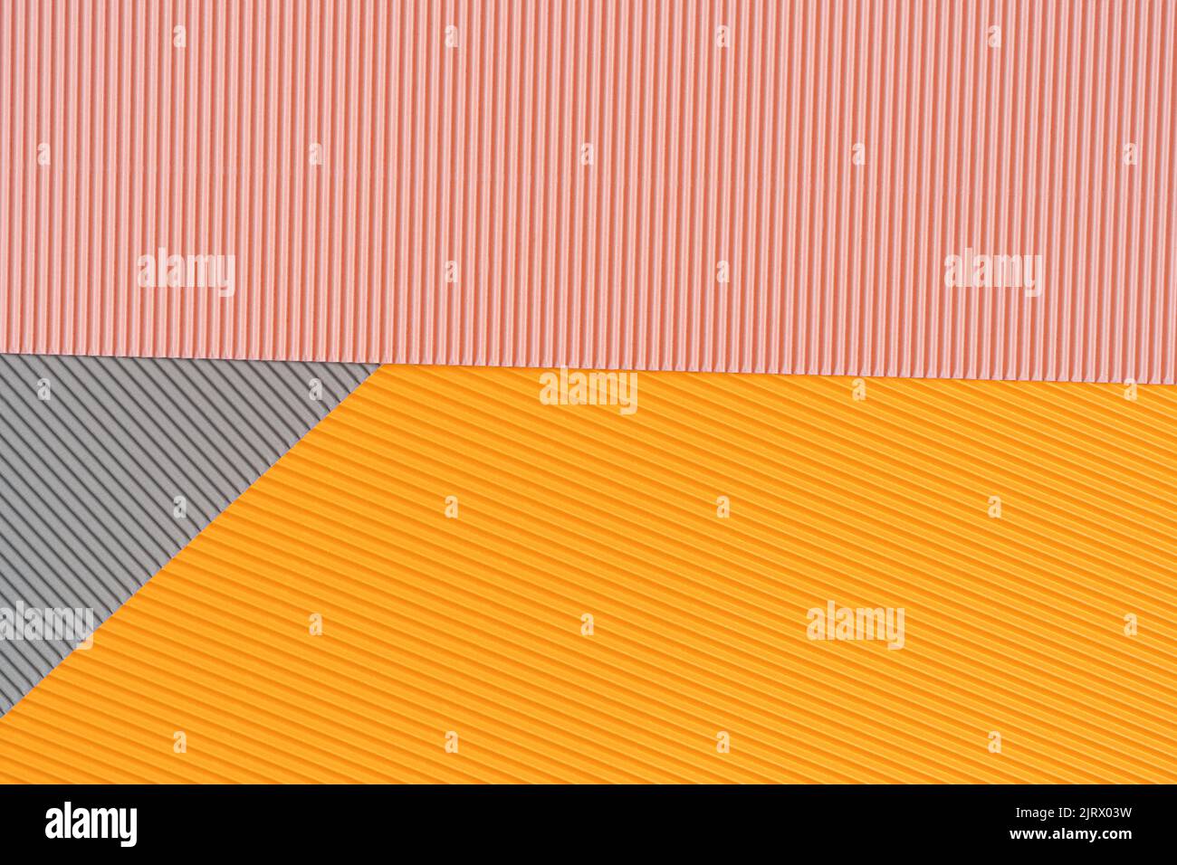 Gray, pink and orange three tone color paper background with stripes ...