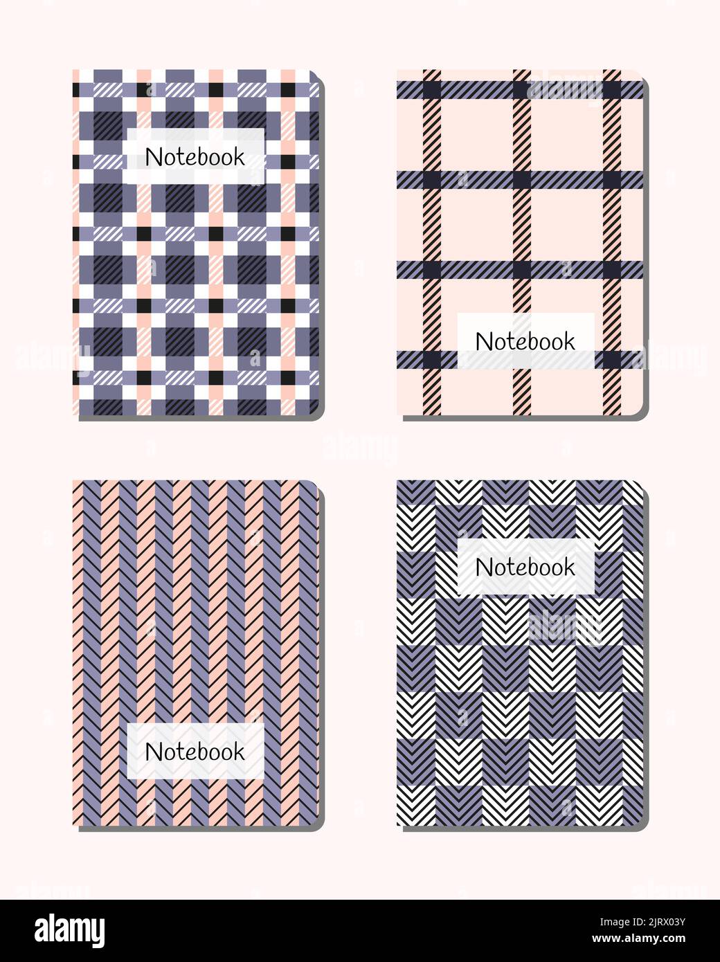 Set of notebook covers with tartan plaid classic designs. Seamless ...