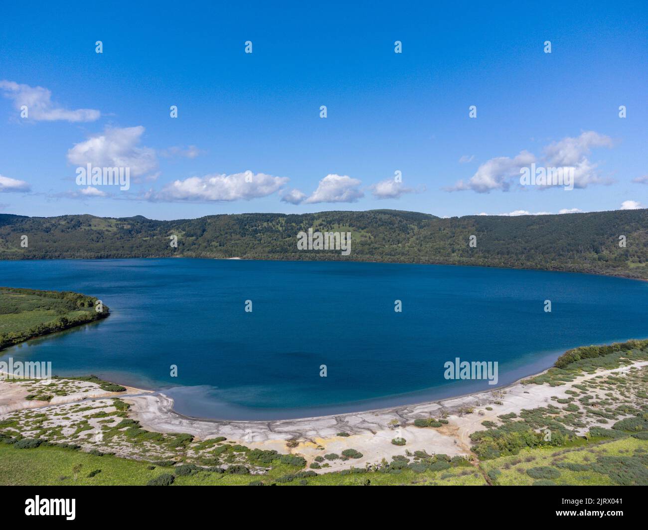The Hot lake in caldera of Golovnin volcano on Kunashir Island, Kuril ...