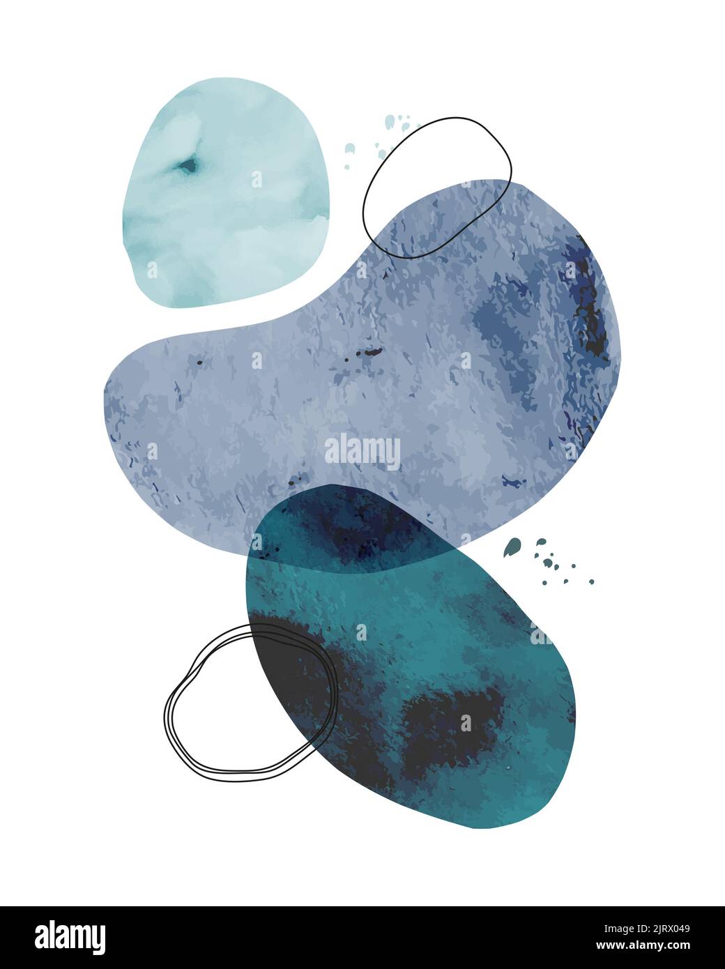 Modern minimalist art background with oval shapes and doodles. Hand ...