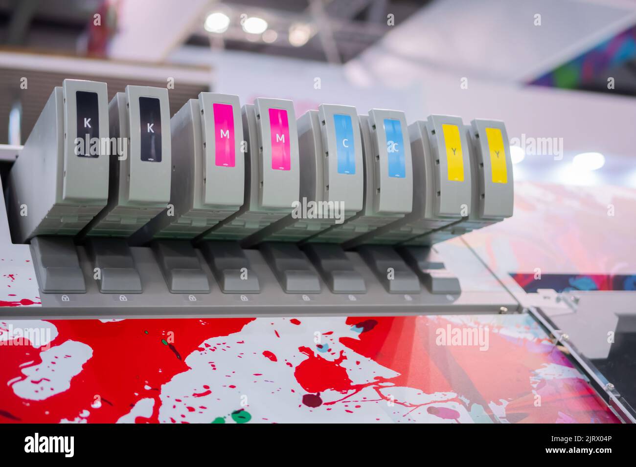 Row of inkjet printer CMYK cartridges - close up Stock Photo - Alamy