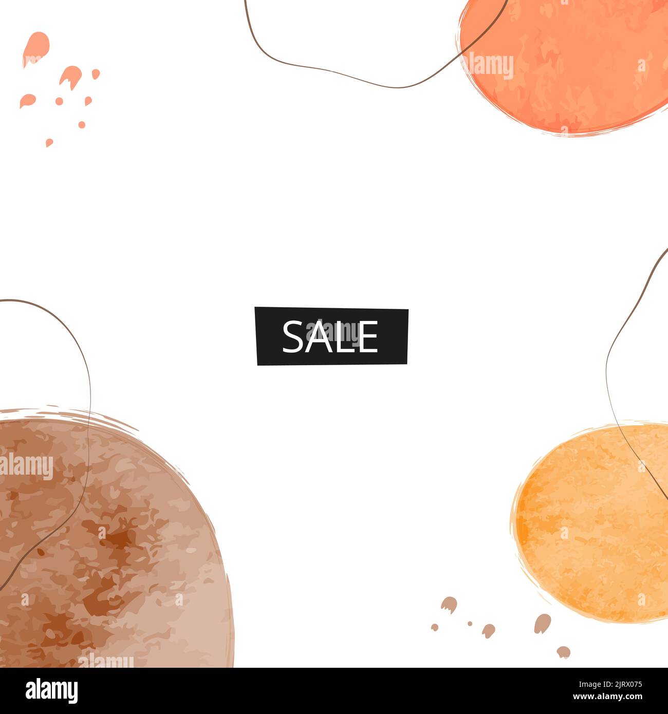 Modern minimalist art background with oval shapes. Hand painted brush ...
