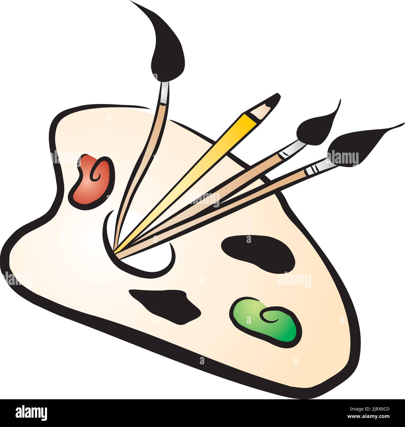 Paint brushes and pencil with painting palette Stock Vector Image & Art ...