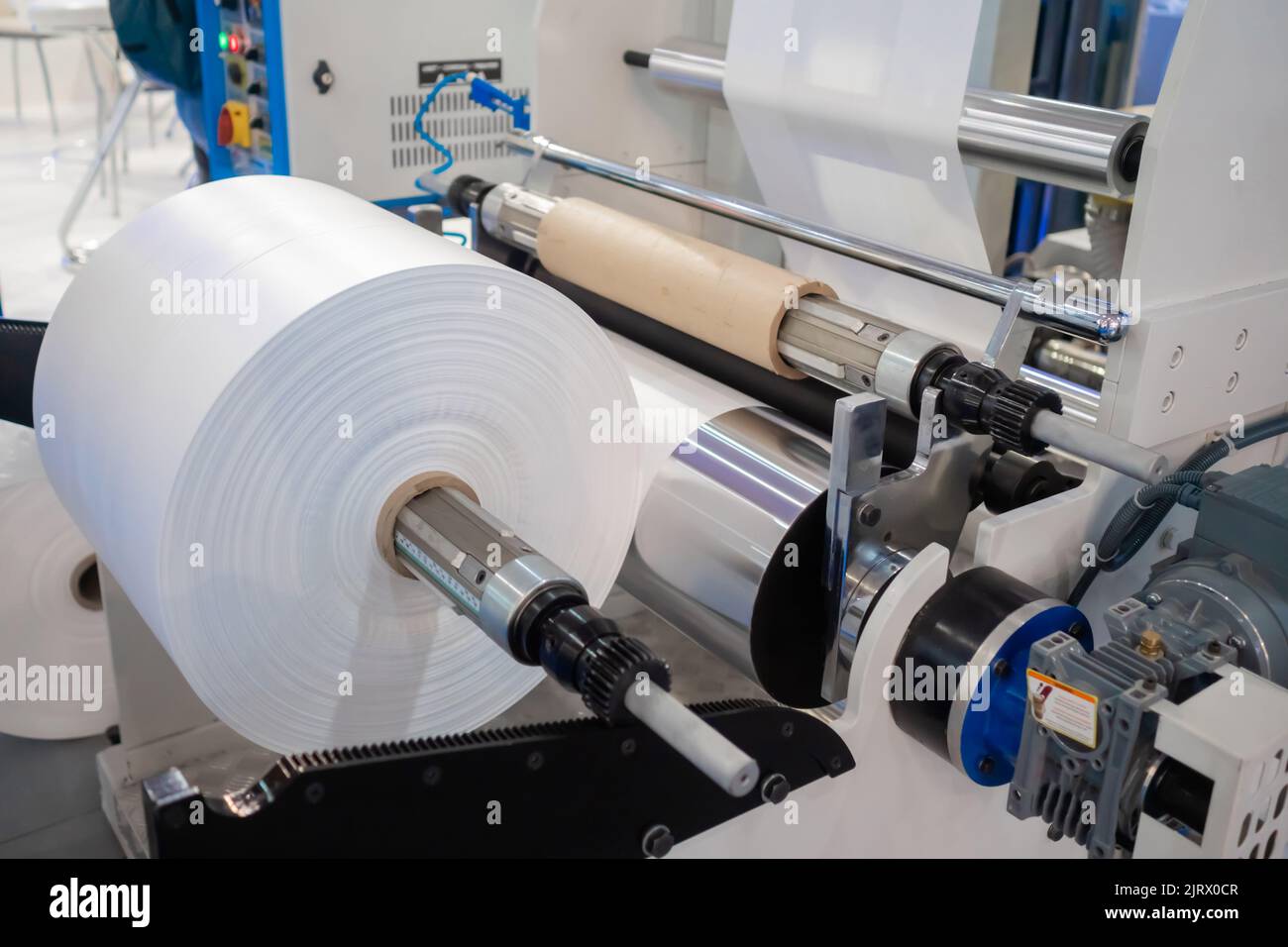 Automatic plastic bag making machine - roller with polyethylene film ...