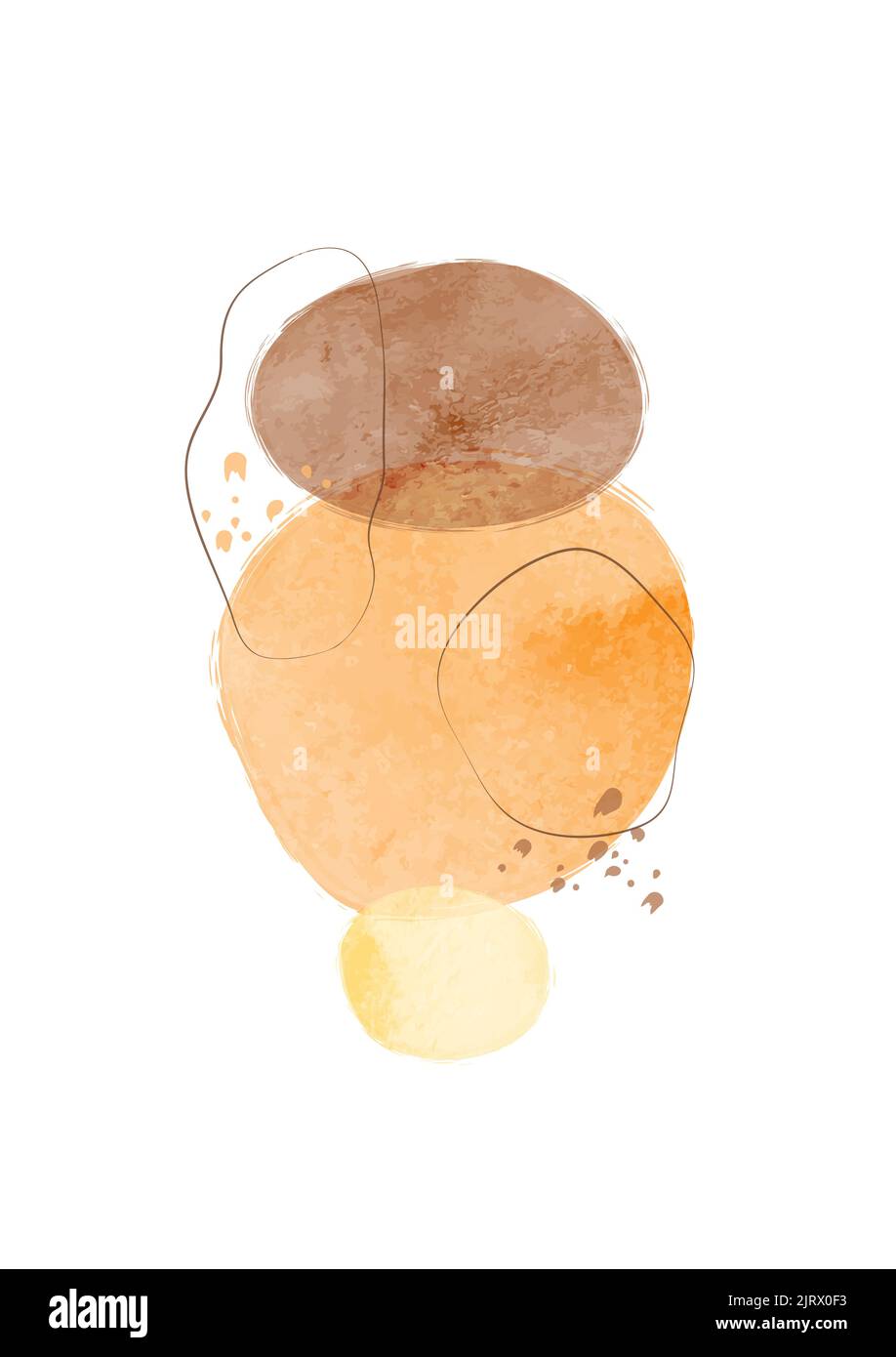 Modern minimalist art background with oval shapes and doodles. Hand ...