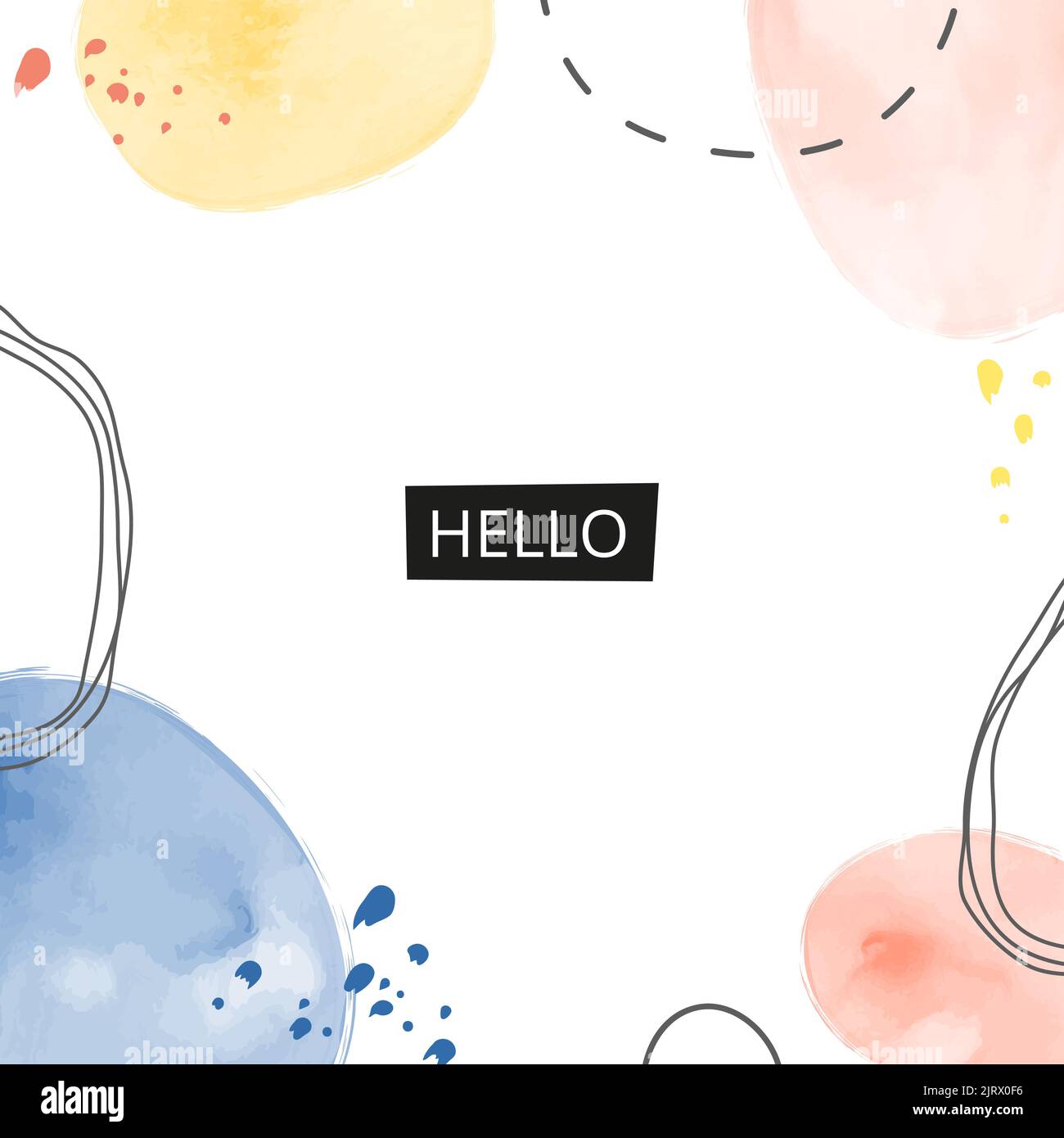 Modern minimalist art background with oval shapes. Hand painted brush ...