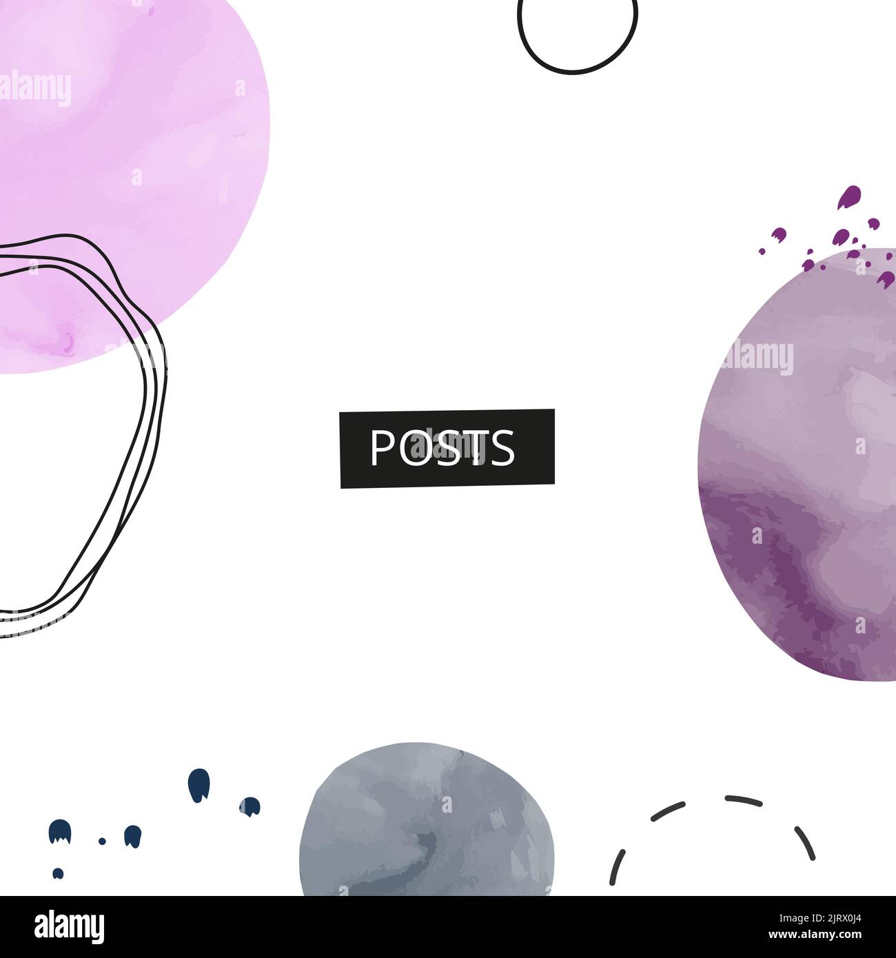 Modern minimalist art background with oval shapes. Hand painted brush ...