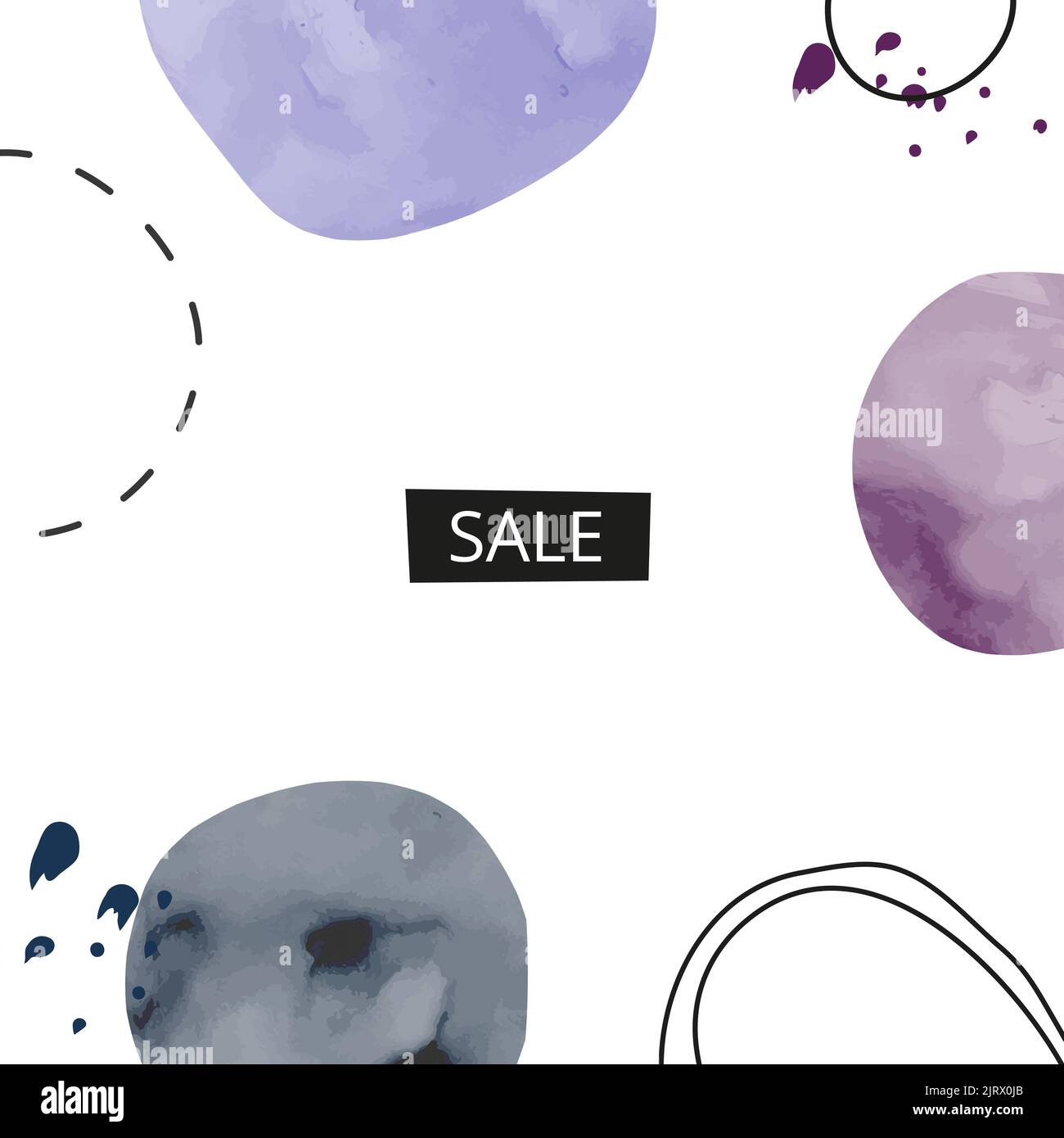 Modern minimalist art background with oval shapes. Hand painted brush ...