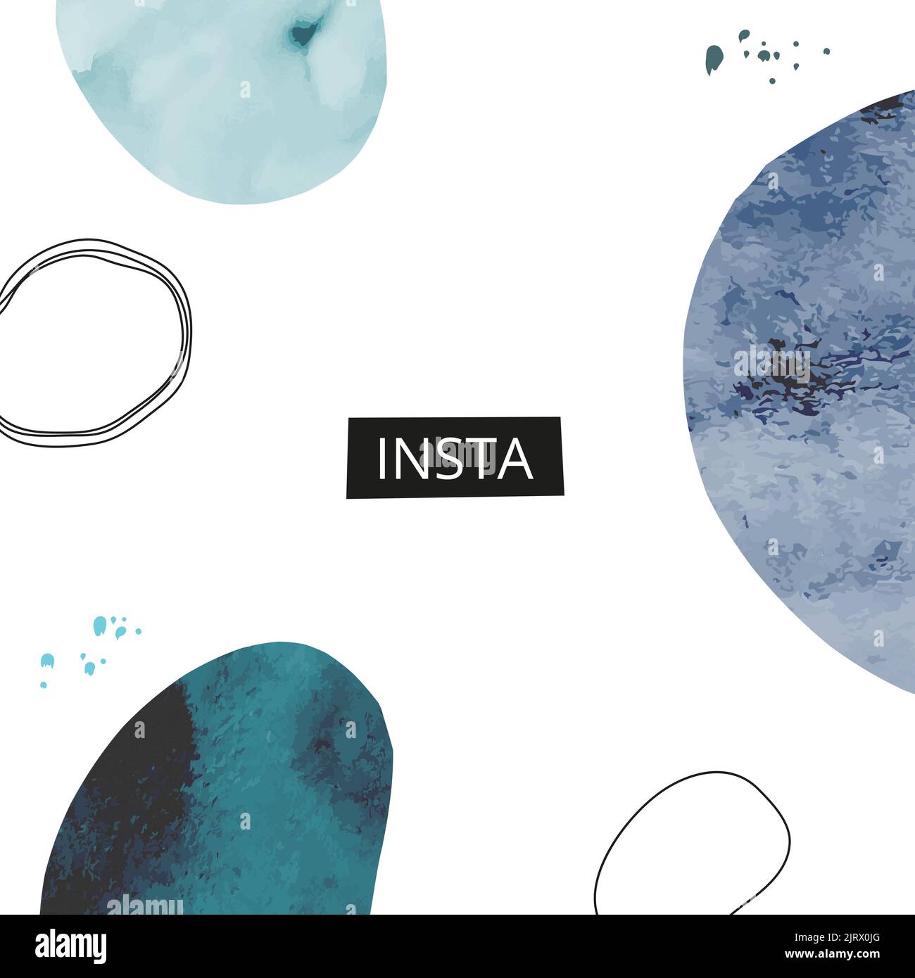 Modern minimalist art background with oval shapes. Hand painted brush ...