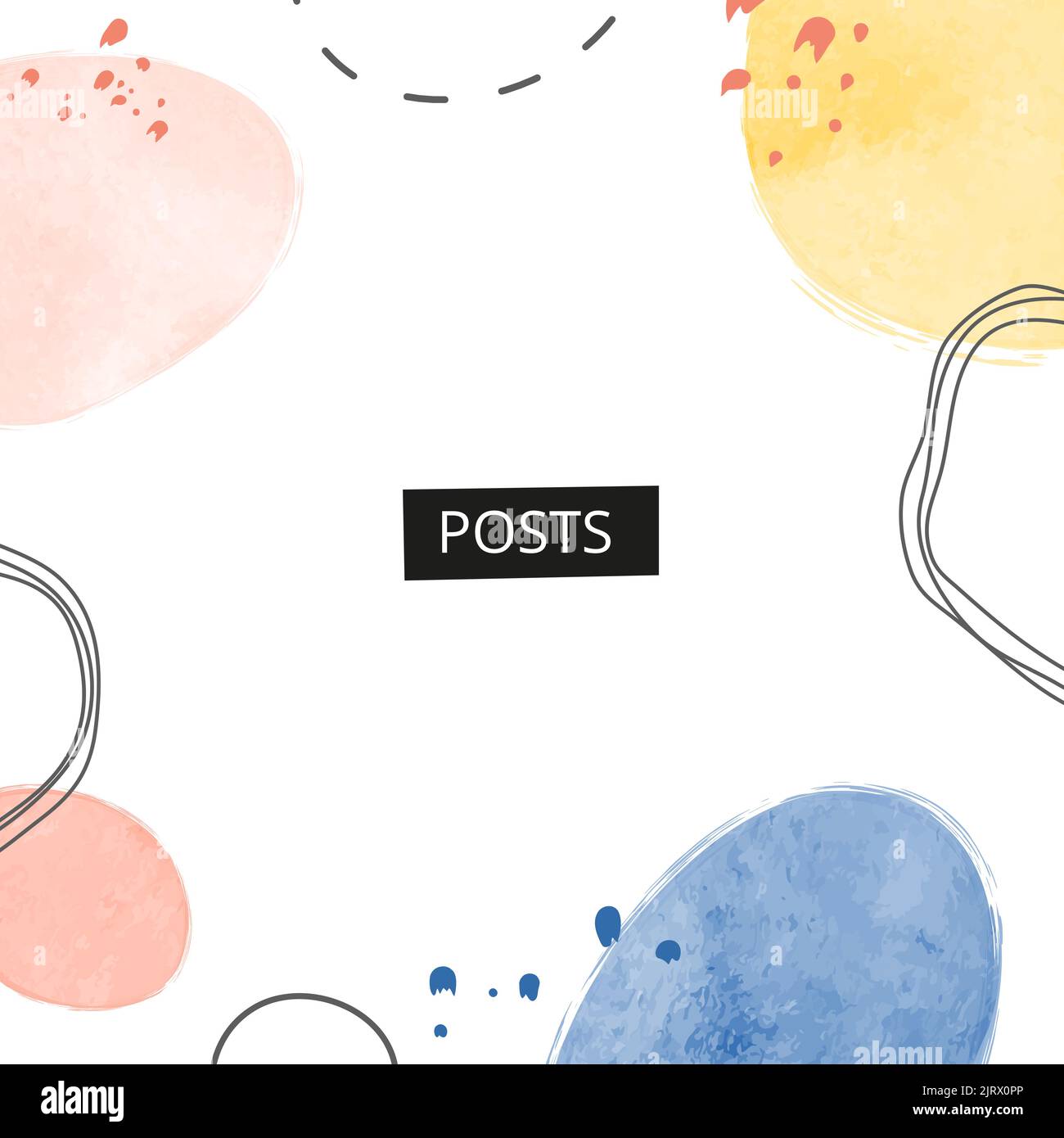 Modern minimalist art background with oval shapes. Hand painted brush ...