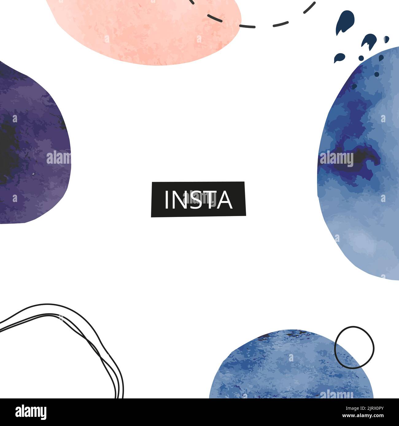 Modern minimalist art background with oval shapes. Hand painted brush ...