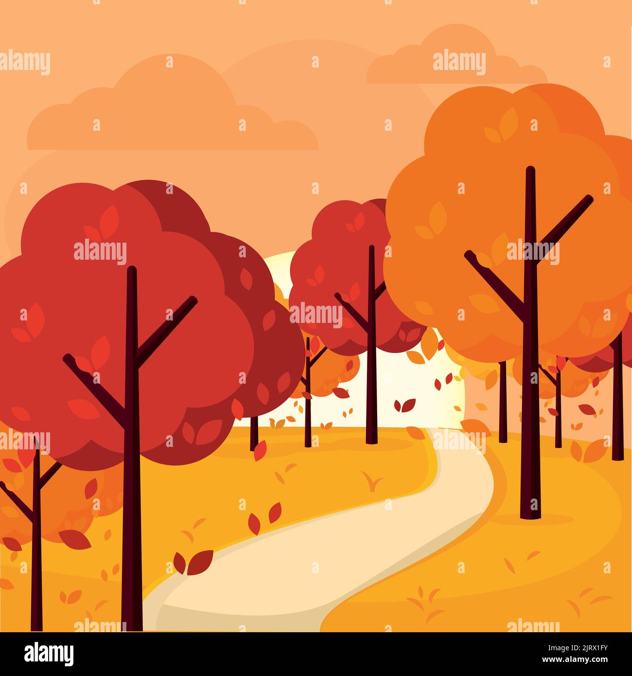 Background trees road autumn vector illustration Stock Vector Image ...