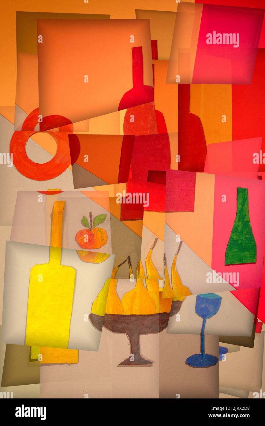 Abstract decorative still life with items carved from cardboard Stock ...