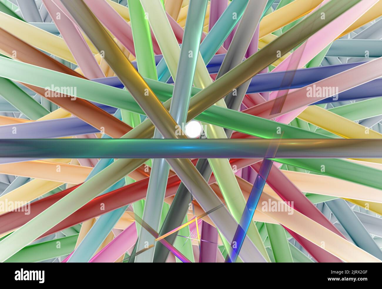 Geometry pattern. Random pipes. Glossy surface. Abstract tube or ...