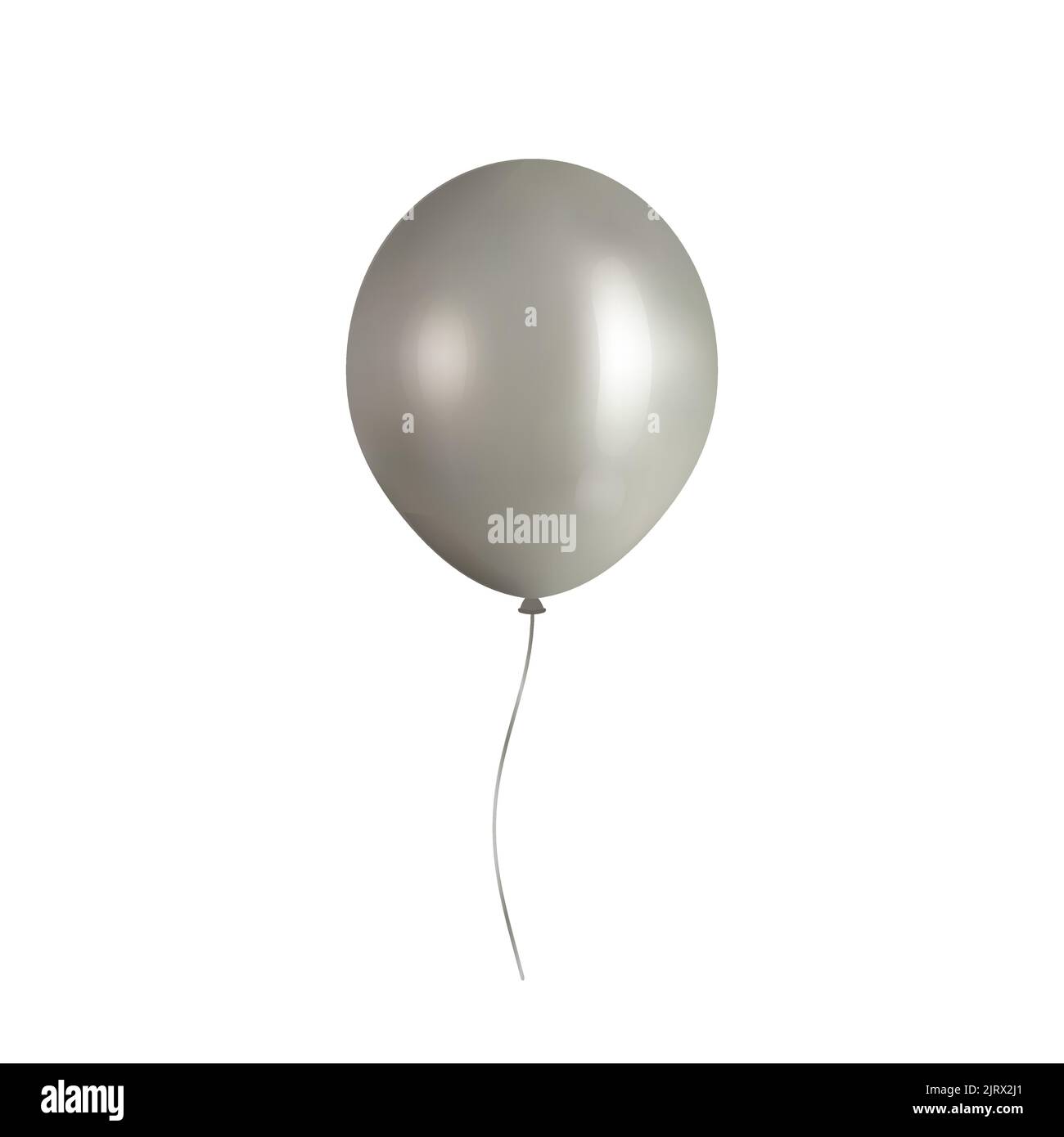 Single silver metallic or grey shiny realistic helium balloon isolated ...