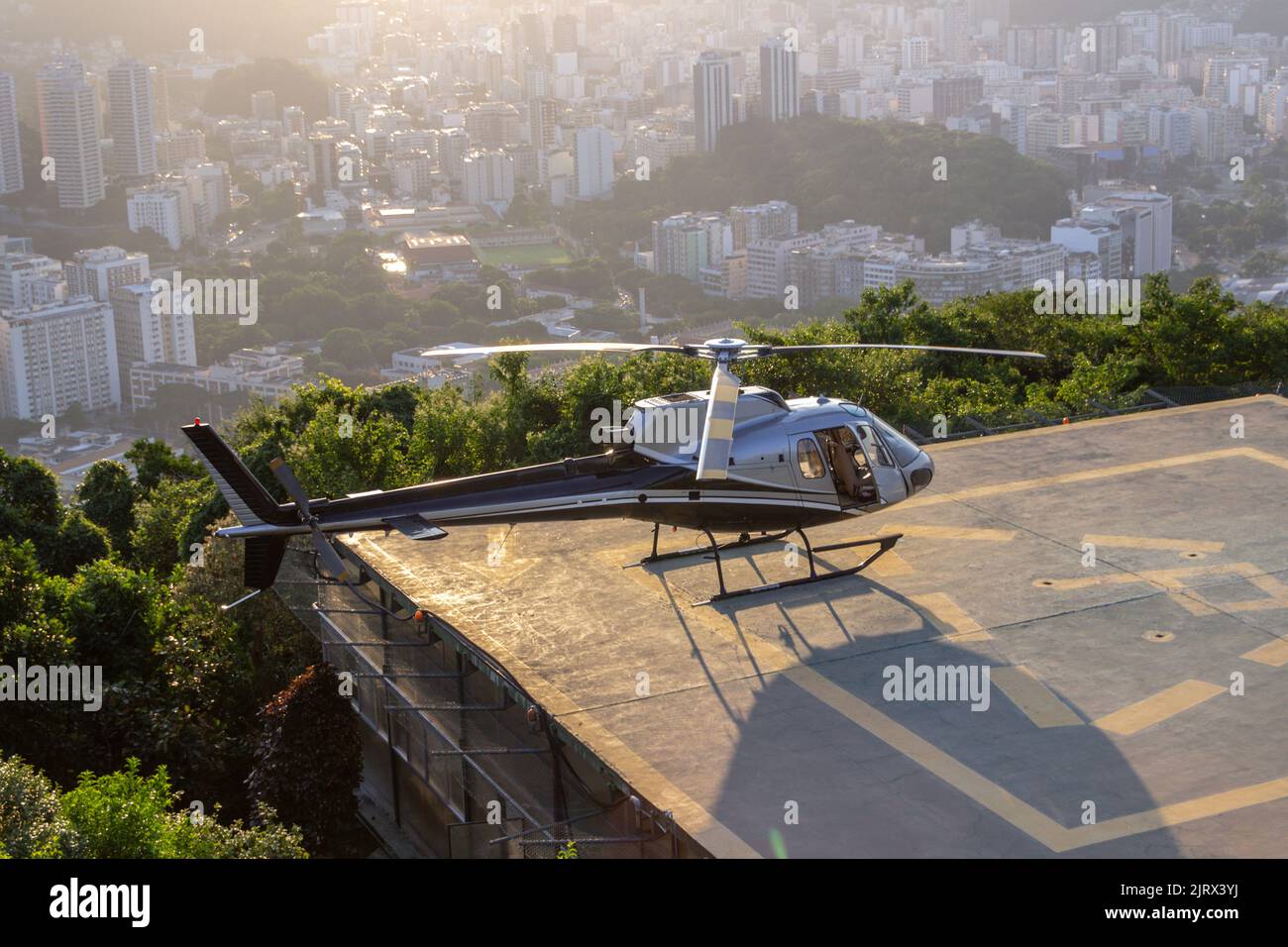 Squirrel model helicopter waiting for permission to fly on Morro da ...